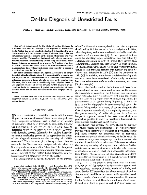 (PDF) On-Line Diagnosis of Unrestricted Faults