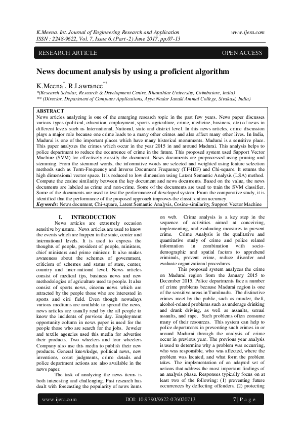 (PDF) News document analysis by using a proficient algorithm
