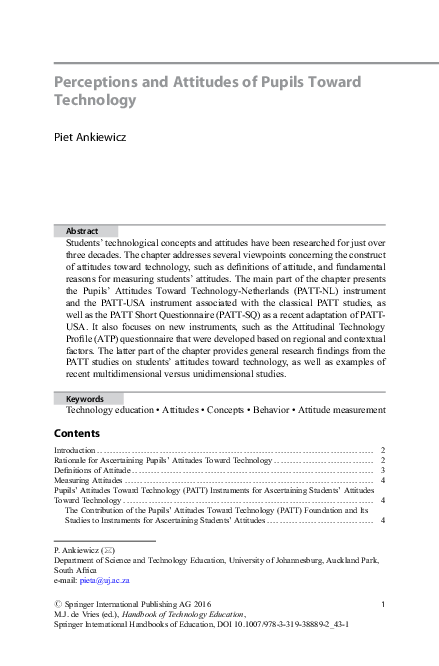(PDF) Perceptions and Attitudes of Pupils Toward Technology