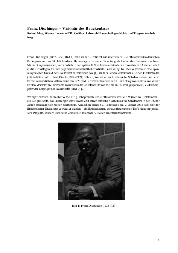 (PDF) Franz Dischinger - Visionär des Brückenbaus [2013]