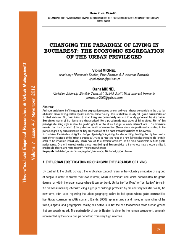 (PDF) Changing the Paradigm of Living in Bucharest: The Economic ...