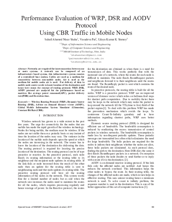 Pdf Performance Evaluation Of Wrp Dsr And Aodv Protocol Using Cbr