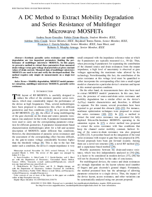 (PDF) A DC Method to Extract Mobility Degradation and Series Resistance ...