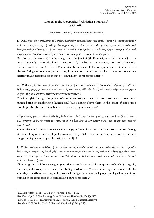 (PDF) Dionysius the Areopagite: A Christian Theurgist?