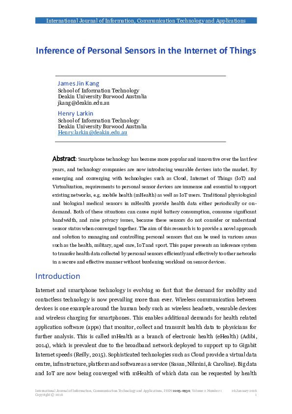 Pdf Inference Of Personal Sensors In The Internet Of Things 0986
