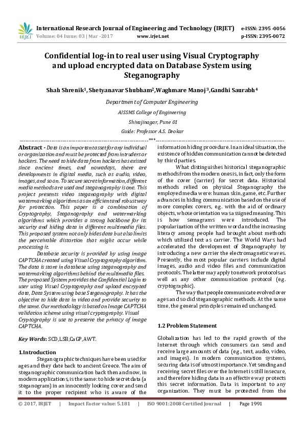 (PDF) Confidential log-in to real user using Visual Cryptography and upload encrypted data on ...