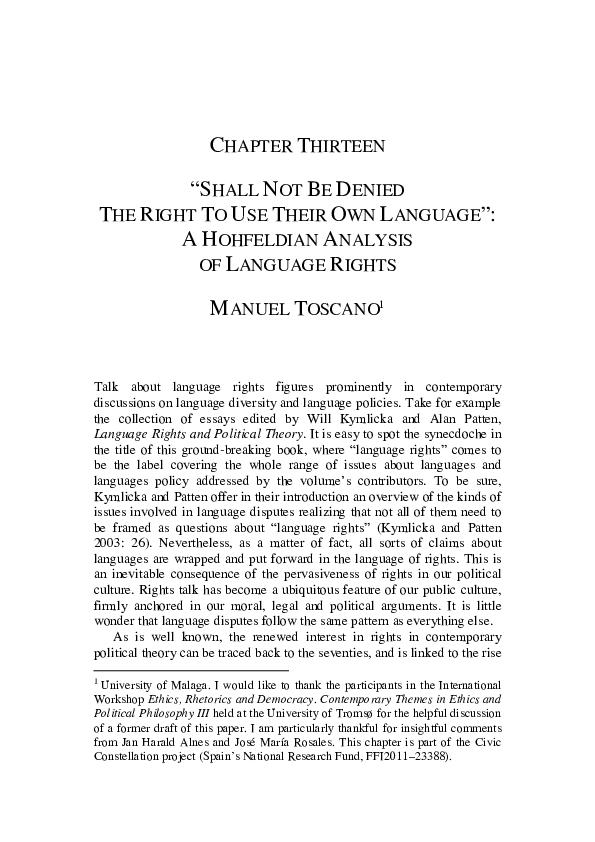 (PDF) 'Shall Not Be Denied The Right to Use Their Own Language'. A ...