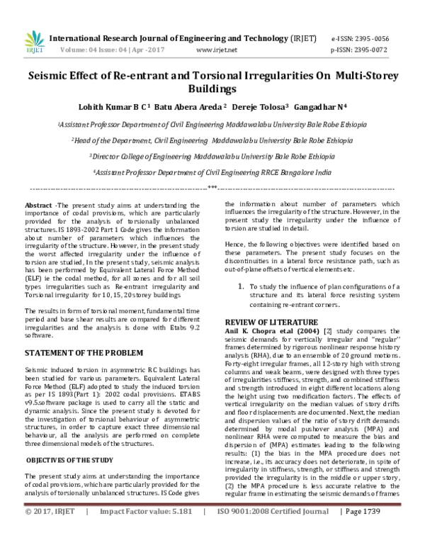 (PDF) Seismic Effect of Re-entrant and Torsional Irregularities On ...