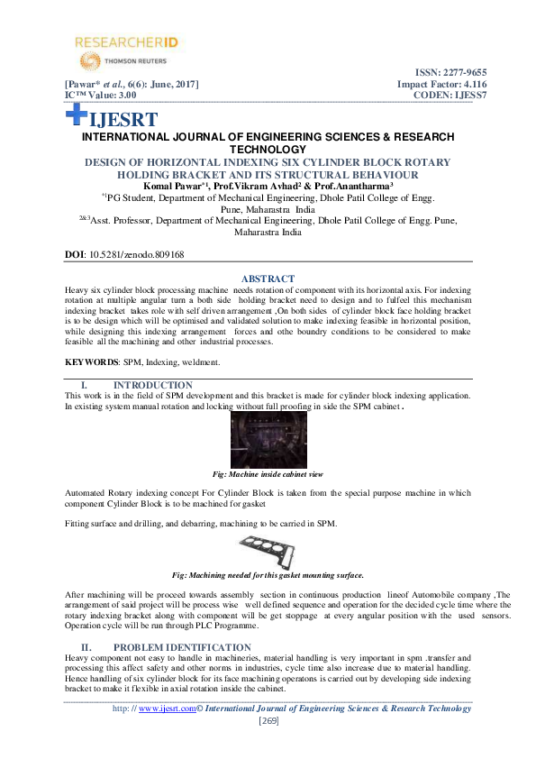 (PDF) DESIGN OF HORIZONTAL INDEXING SIX CYLINDER BLOCK ROTARY HOLDING ...