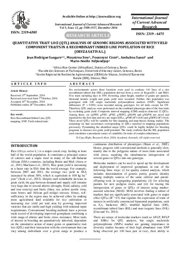 Pdf Quantitative Trait Loci Qtl Analysis Of Genomic Regions