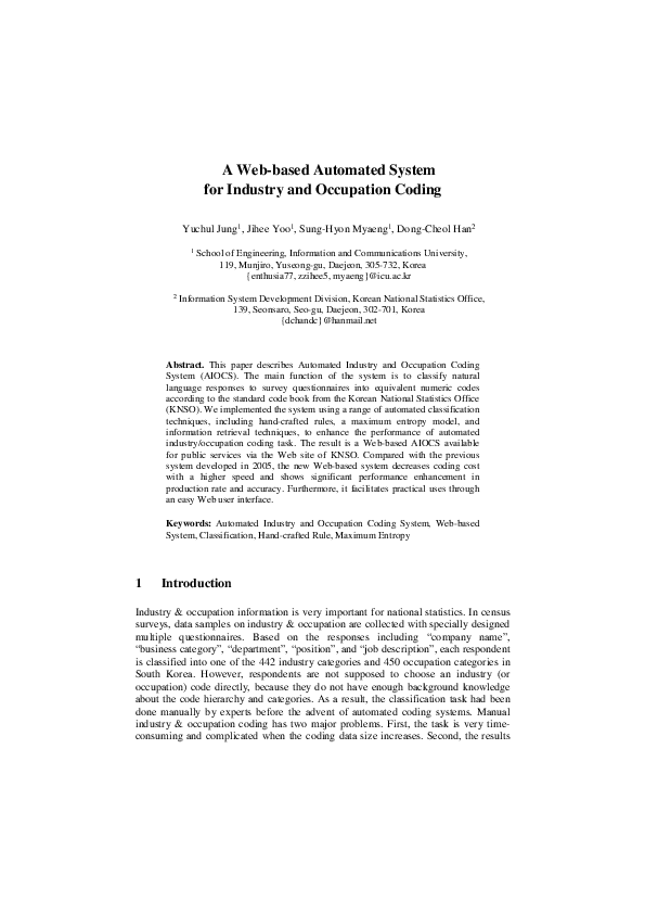 (PDF) A Web-Based Automated System for Industry and Occupation Coding
