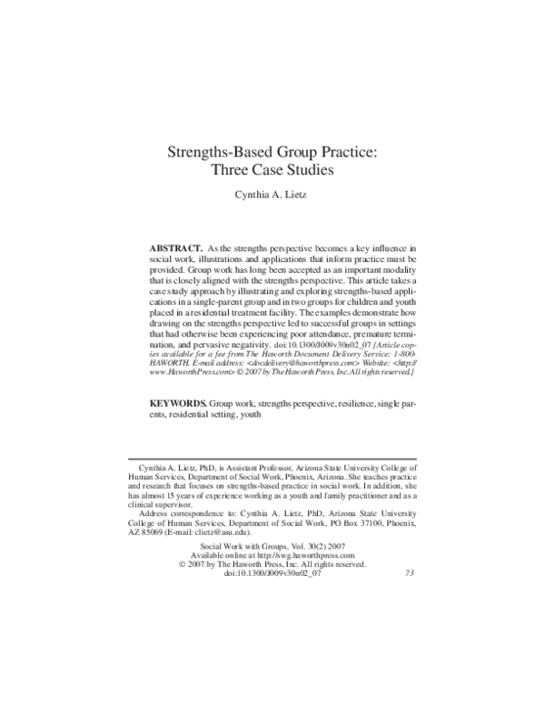 (PDF) Strengths-Based Group Practice: Three Case Studies