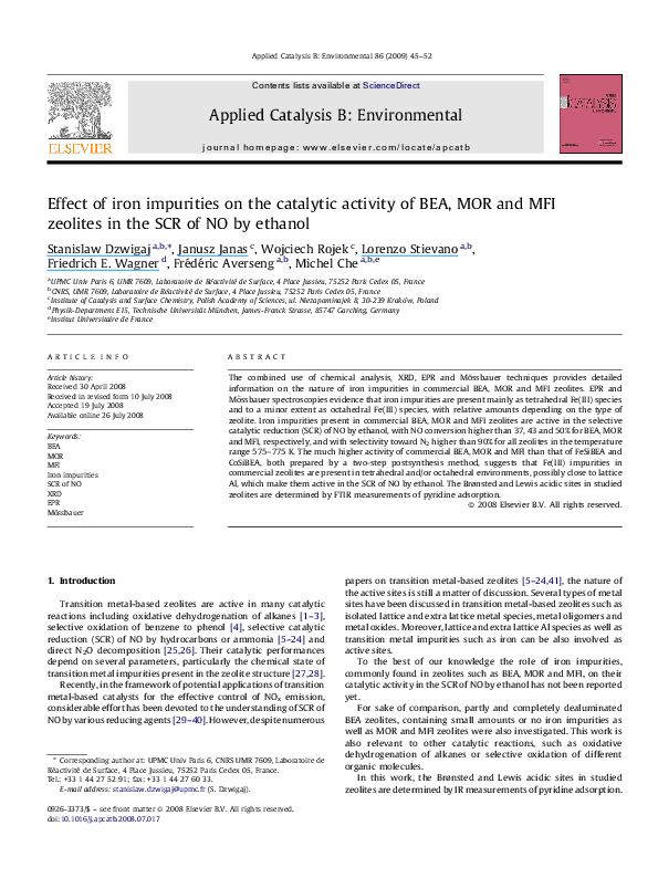 (PDF) Effect of iron impurities on the catalytic activity of BEA, MOR ...