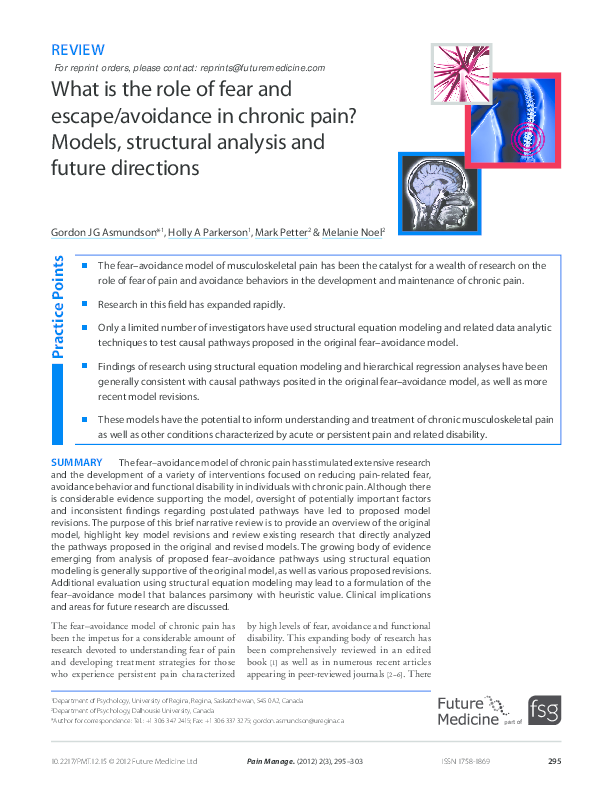 (PDF) What is the role of fear and escape/avoidance in chronic pain ...
