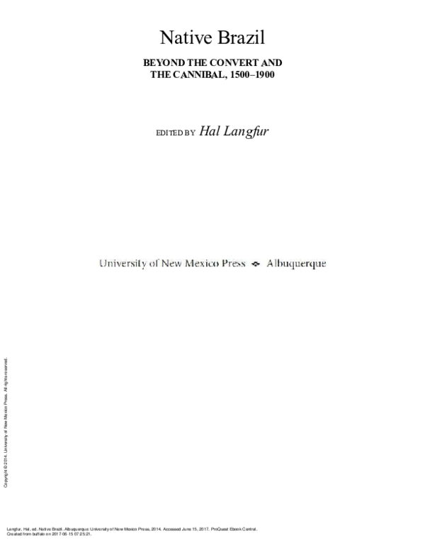 (PDF) Native Brazil: Beyond the Convert and the Cannibal, 1500 – 1889 ...