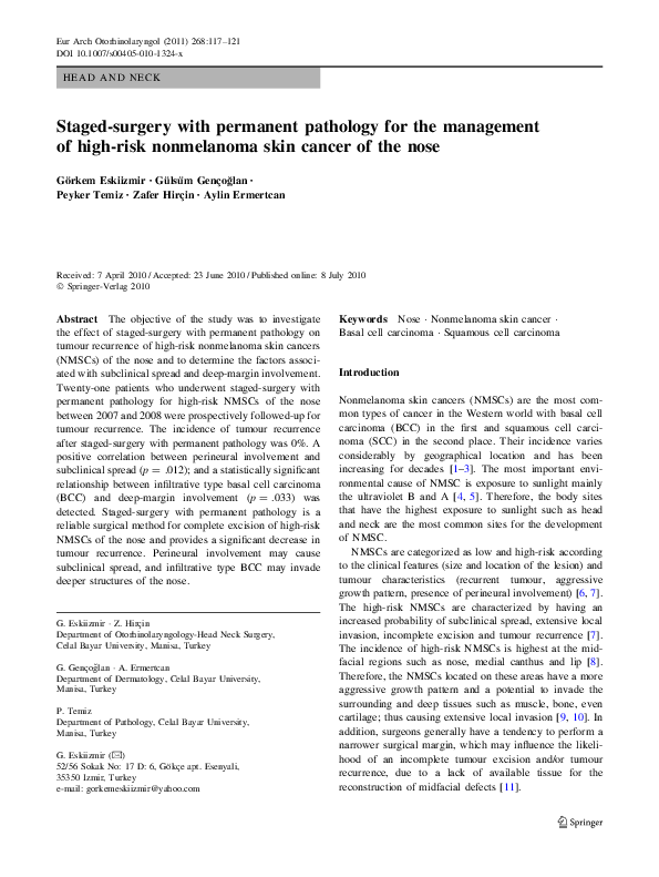 (PDF) Staged-surgery with permanent pathology for the management of ...