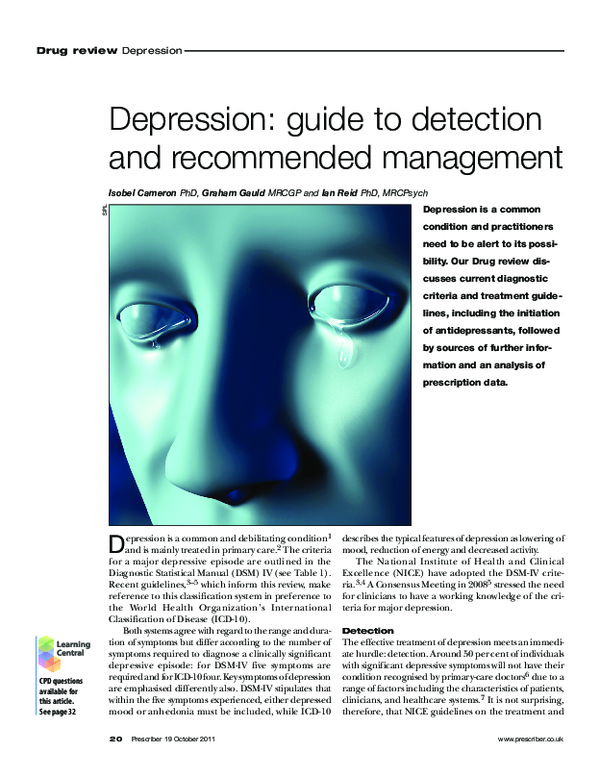 (PDF) Depression: guide to detection and recommended management
