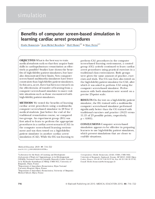 (PDF) Benefits of computer screen-based simulation in learning cardiac ...
