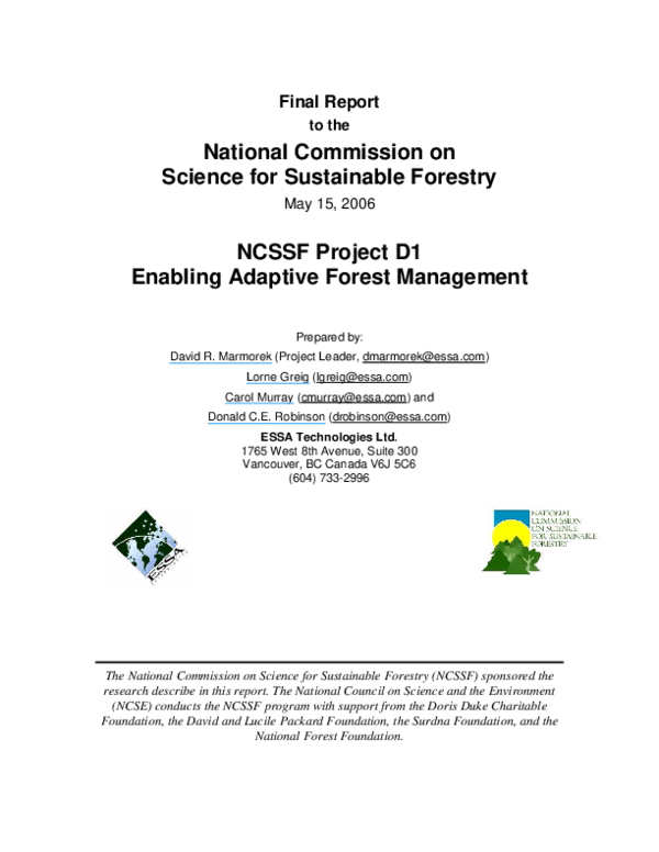 (PDF) Enabling adaptive forest management | Carol Murray - Academia.edu