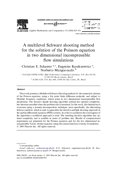 (PDF) A multilevel Schwarz shooting method for the solution of the Poisson equation in two ...