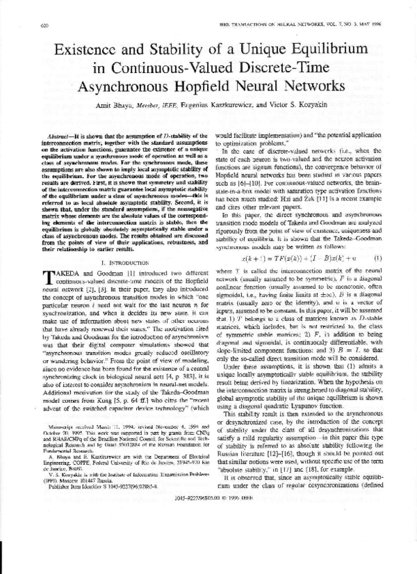 (PDF) Existence and stability of a unique equilibrium in continuous ...