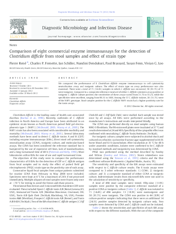 (PDF) Evaluation of Five Enzyme Immunoassays Compared with the ...