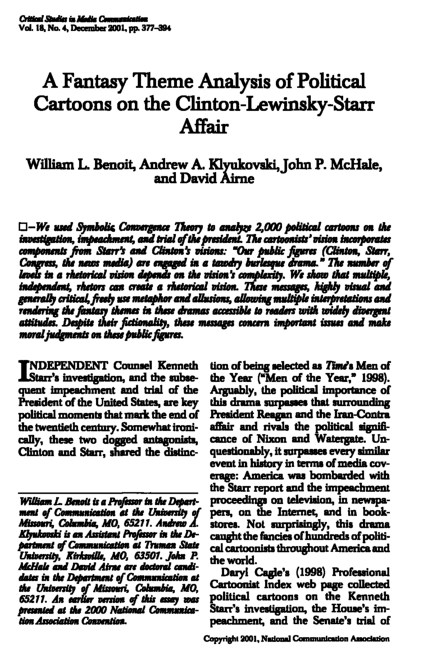 (PDF) A fantasy theme analysis of political cartoons on the Clinton ...