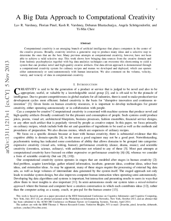 (PDF) A Big Data Approach to Computational Creativity