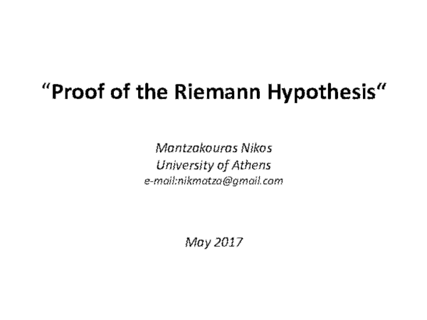 (PDF) Proof of the Riemann Hypothesis