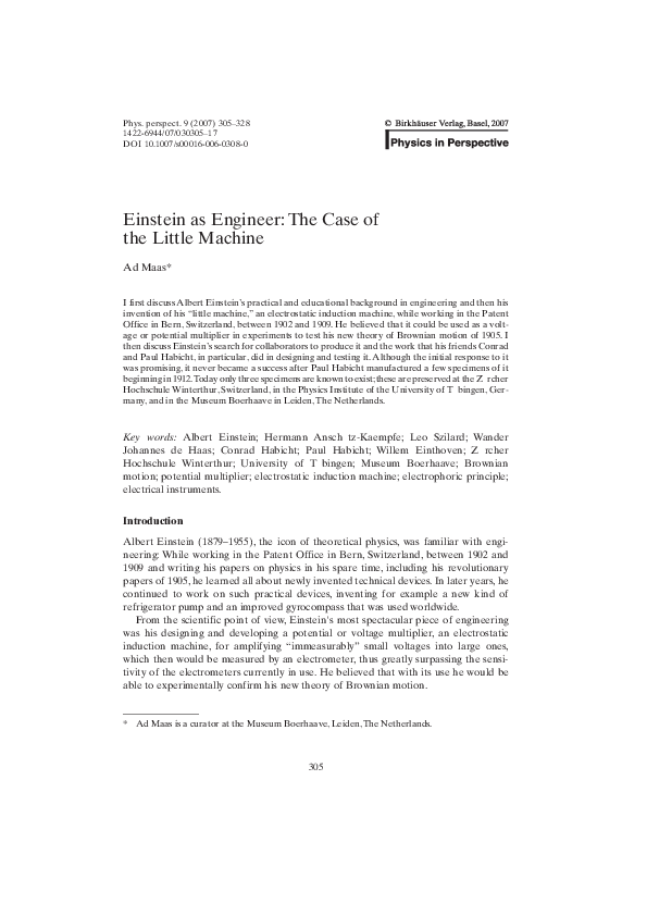 (PDF) Einstein as engineer: the case of the little machine