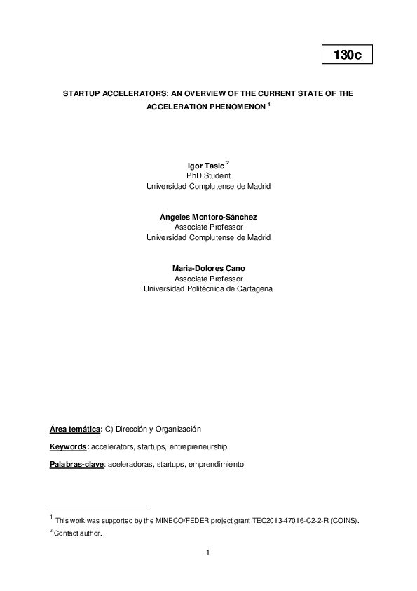 (PDF) STARTUP ACCELERATORS: AN OVERVIEW OF THE CURRENT STATE OF THE ...