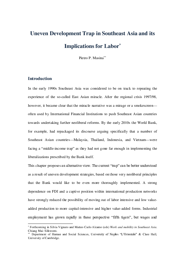 (PDF) Uneven Development Trap in Southeast Asia and its Implications ...