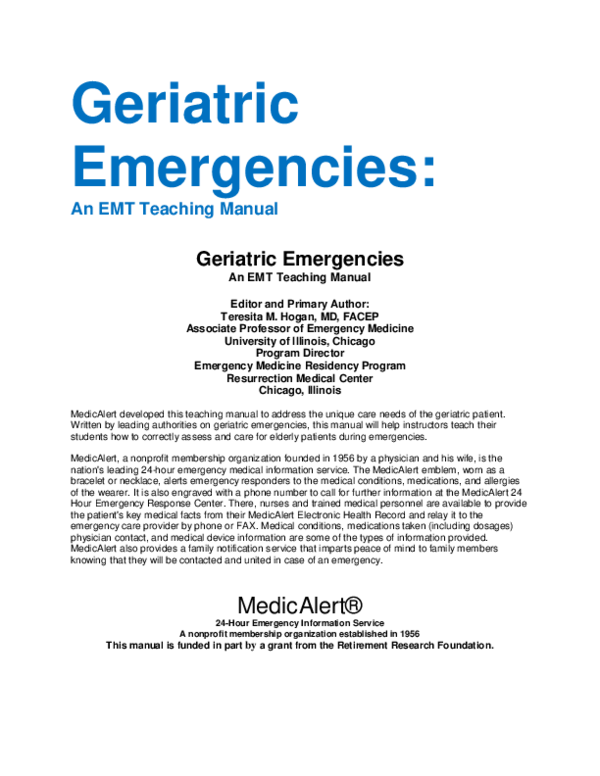 (PDF) Geriatric Emergencies: An EMT Teaching Manual Geriatric ...