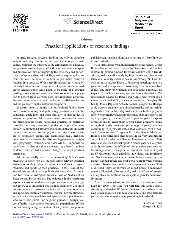 (PDF) Practical applications of research findings