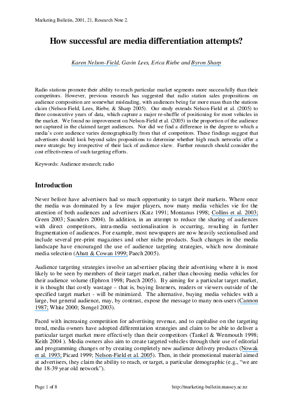 (PDF) How successful are media differentiation attempts?