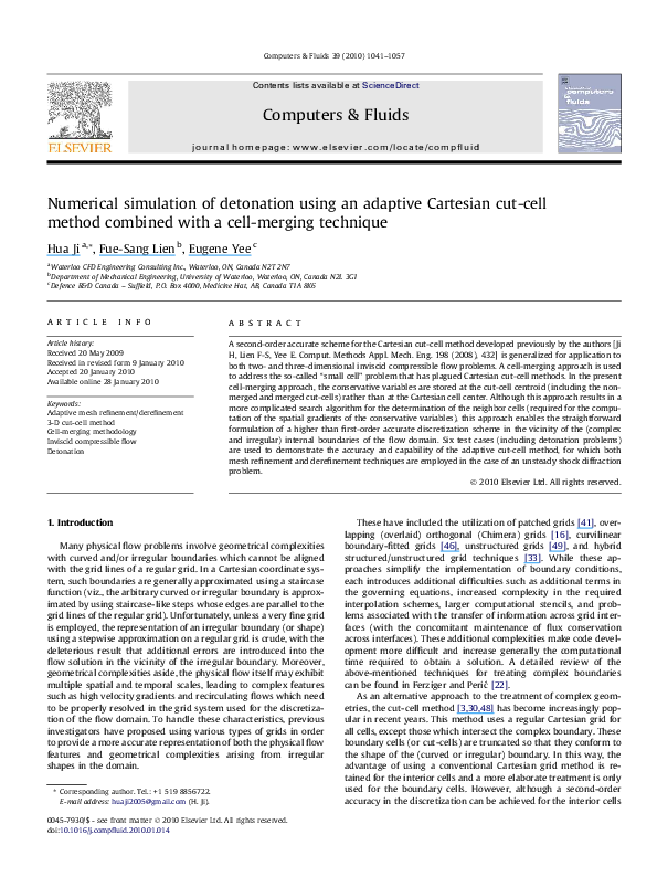 Pdf Numerical Simulation Of Detonation Using An Adaptive Cartesian