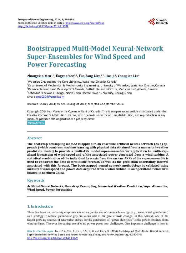 Pdf Bootstrapped Multi Model Neural Network Super Ensembles For Wind