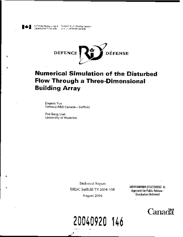 Pdf Numerical Simulation Of The Disturbed Flow Through A Three Dimensional Building Array