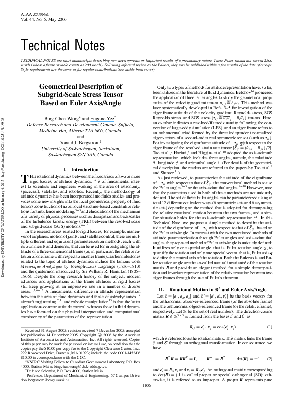 (PDF) Geometrical Description of Subgrid-Scale Stress Tensor Based on ...