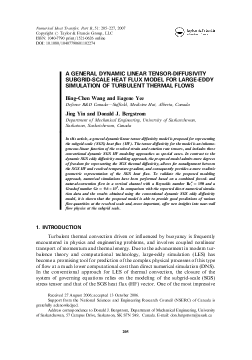 Pdf A General Dynamic Linear Tensor Diffusivity Subgrid Scale Heat