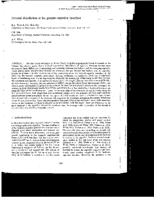 (PDF) Mineral dissolution at the granite-saprolite interface