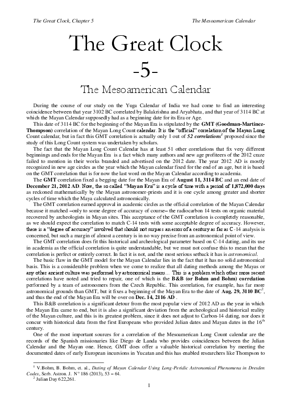 (PDF) The Great Clock -5- The Mesoamerican Calendar
