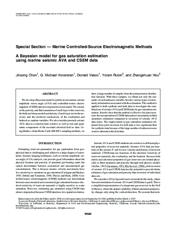 Pdf Special Section — Marine Controlled Source Electromagnetic