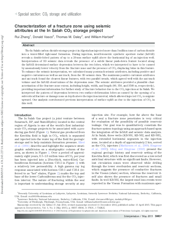 Pdf Characterization Of A Fracture Zone Using Seismic Attributes At