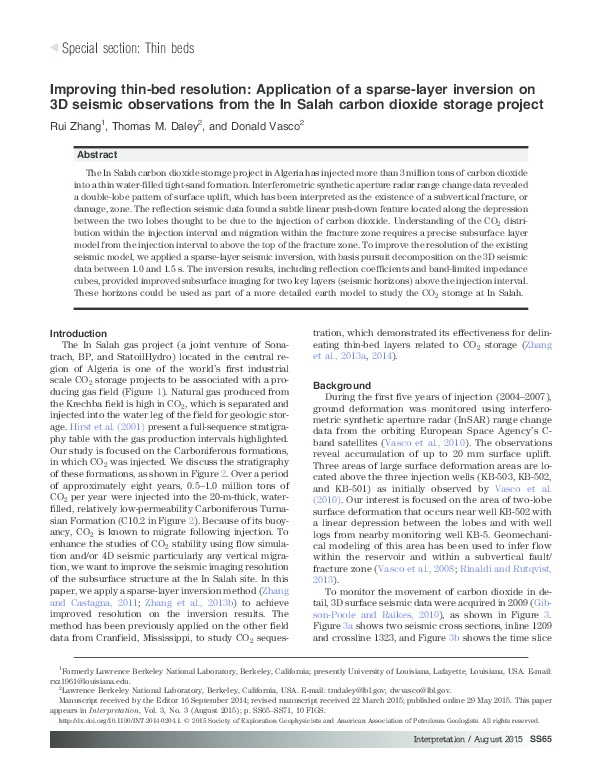 Pdf Improving Thin Bed Resolution Application Of A Sparse Layer Inversion On 3d Seismic