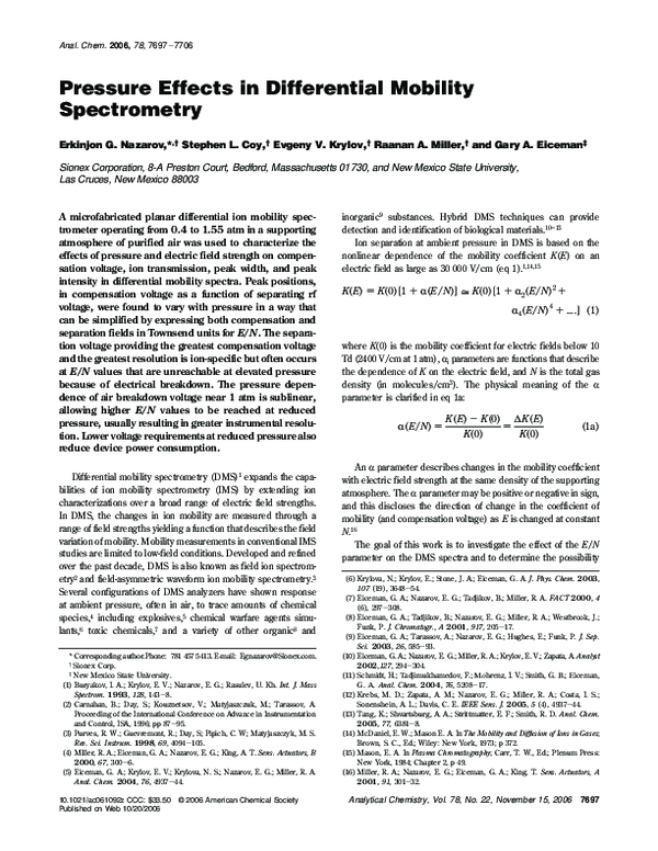 (PDF) Pressure Effects in Differential Mobility Spectrometry