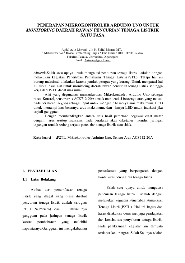 Pdf Penerapan Mikrokontroler Arduino Uno Untuk Monitoring Daerah Rawan Pencurian Tenaga