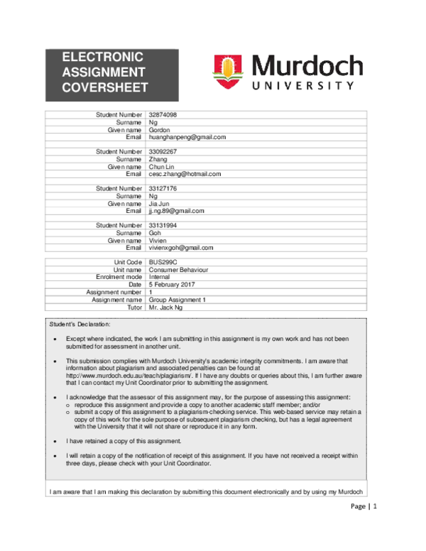 (PDF) ELECTRONIC ASSIGNMENT COVERSHEET