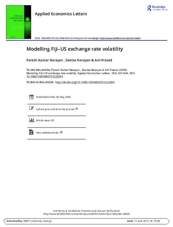 (PDF) Modelling Fiji–US exchange rate volatility Modelling Fiji–US ...