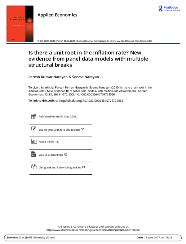 (PDF) Is there a unit root in the inflation rate? New evidence from panel data models with ...